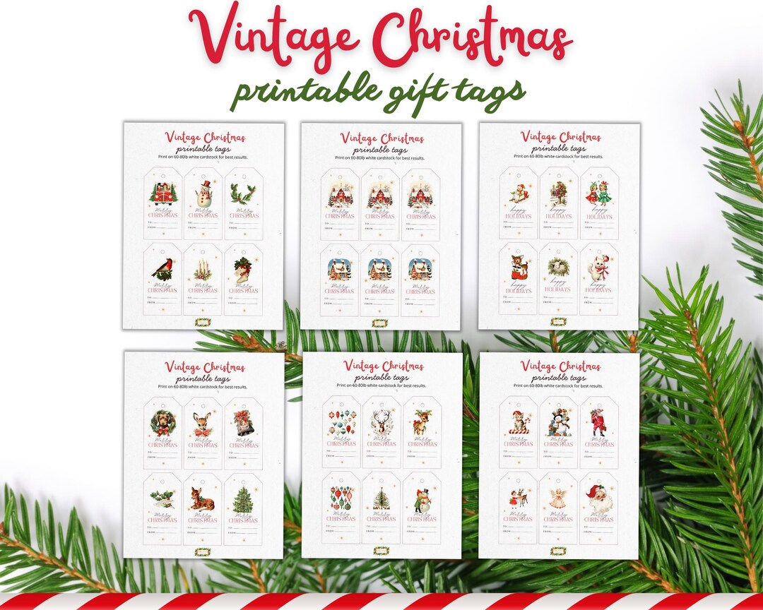 Printable Vintage Christmas Gift Tags • Retro Santa Tags • Classic ...