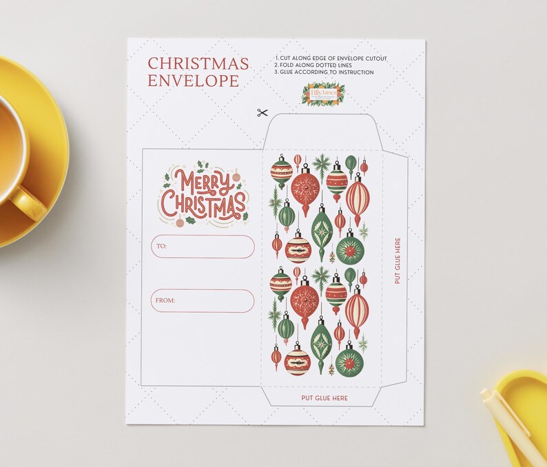 Printable Christmas Money Envelope Template | Shiny Brights Ornament ...