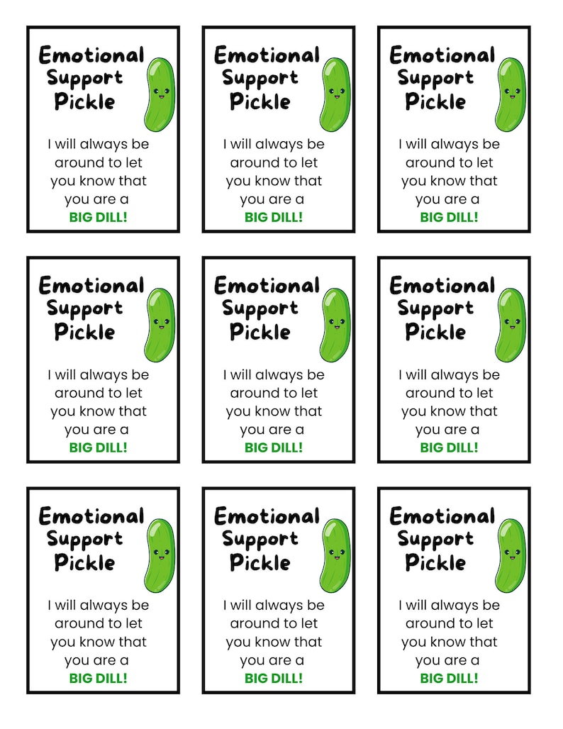 Emotional Support Pickle Tag and Jar Label / Crochet Pickle Tag and ...