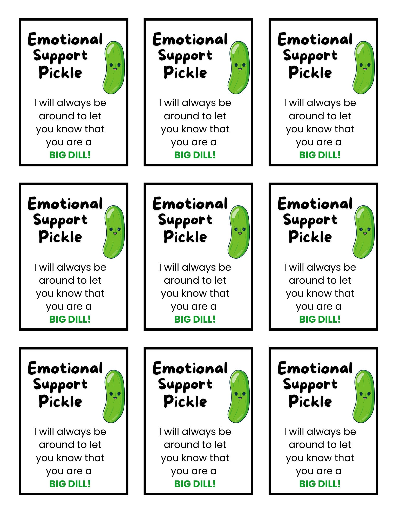 Emotional Support Pickle Tag & Jar Label (digital PDF) - Etsy