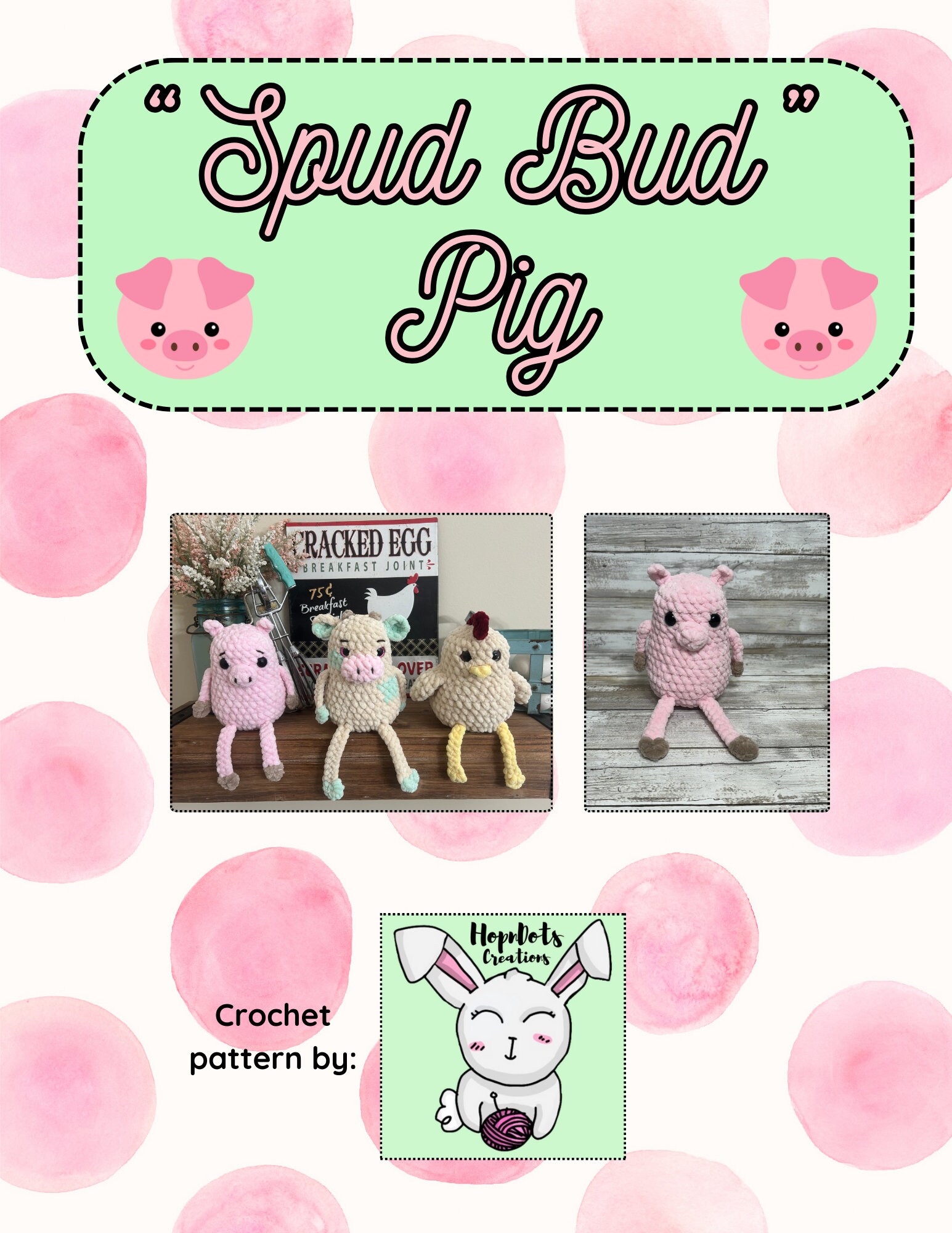 Spud Buds Low Sew Crochet Pig Pattern - Etsy