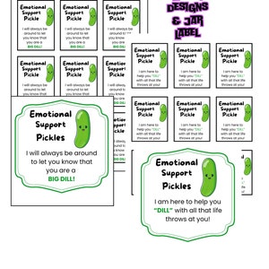 Emotional Support Pickle Tag & Jar Label (digital PDF) - Etsy