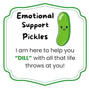 Emotional Support Pickle Tag and Jar Label / Crochet Pickle Tag and ...