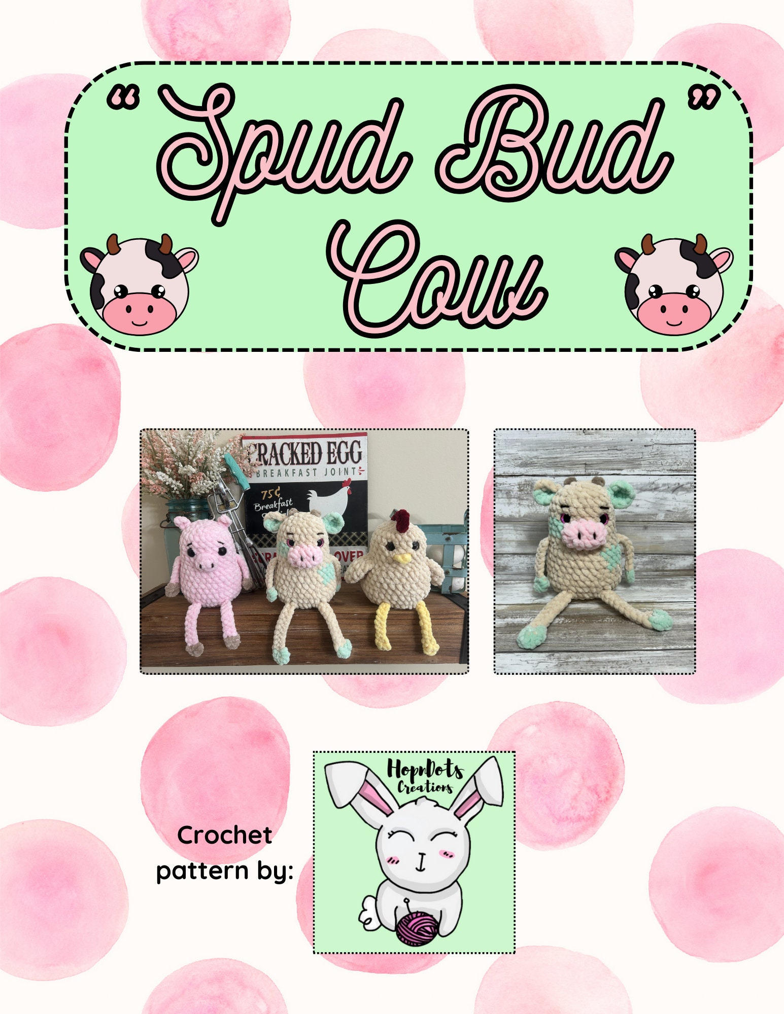 Spud Buds Low Sew Crochet Cow Pattern - Etsy