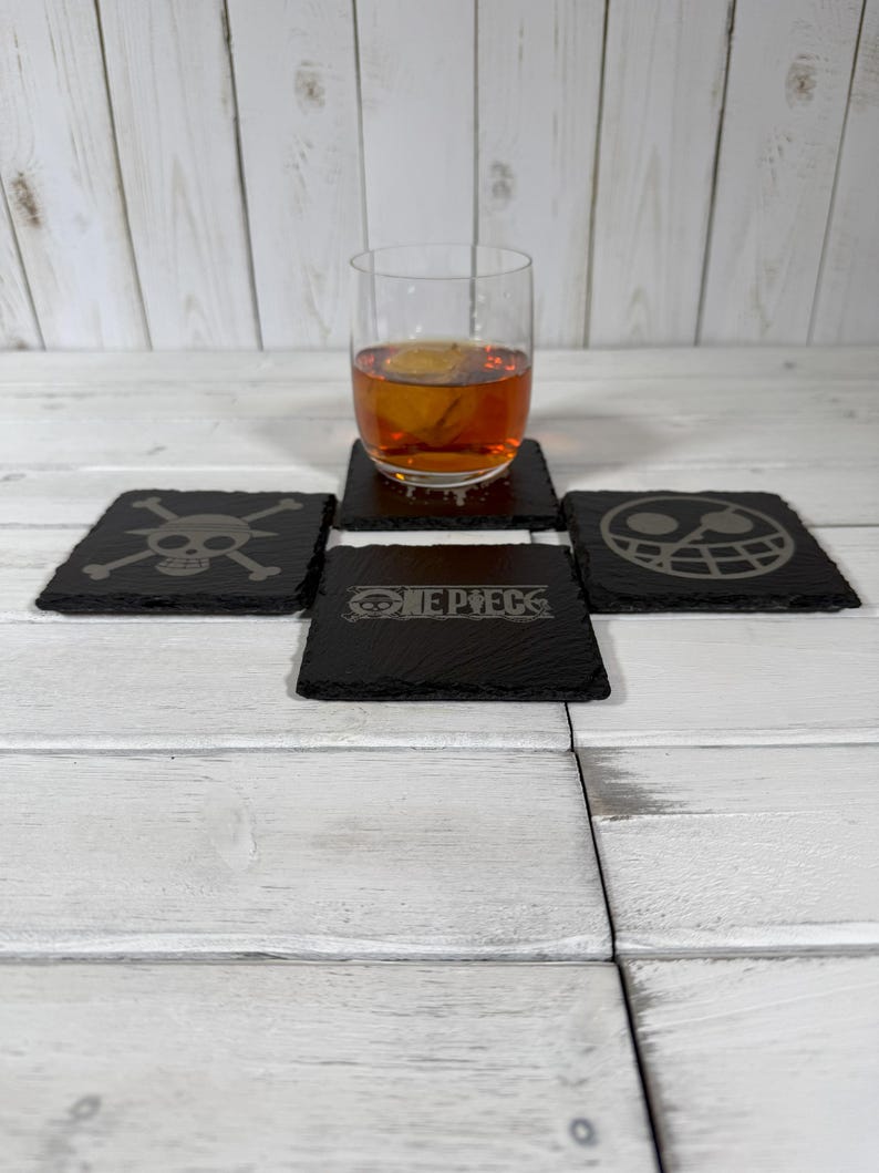 Laser-etched One Piece Anime Slate Coasters – Epic Pirate Adventure ...