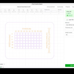 Xtool M1 Test Grid DIY Cheat Sheet for Cutting and Engraving Xtool ...