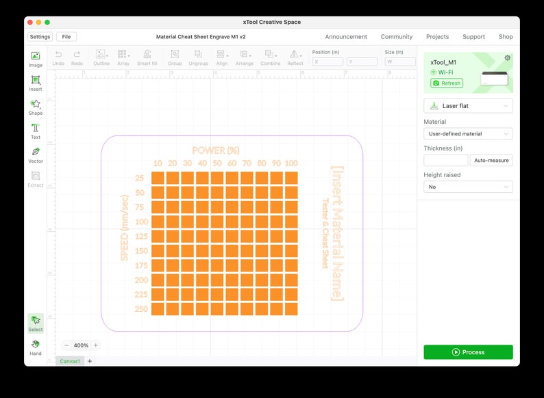 Xtool M1 Test Grid DIY Cheat Sheet for Cutting and Engraving - Etsy ...