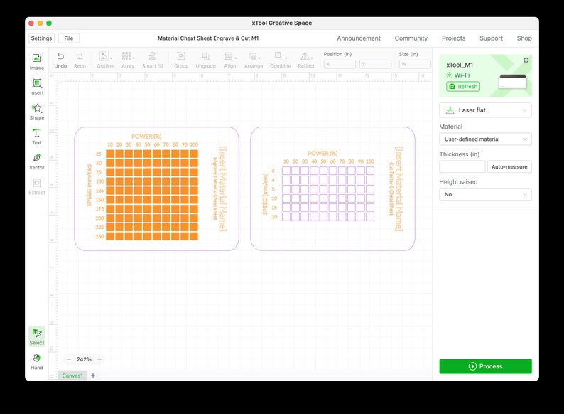 Xtool M1 Test Grid DIY Cheat Sheet for Cutting and Engraving - Etsy ...