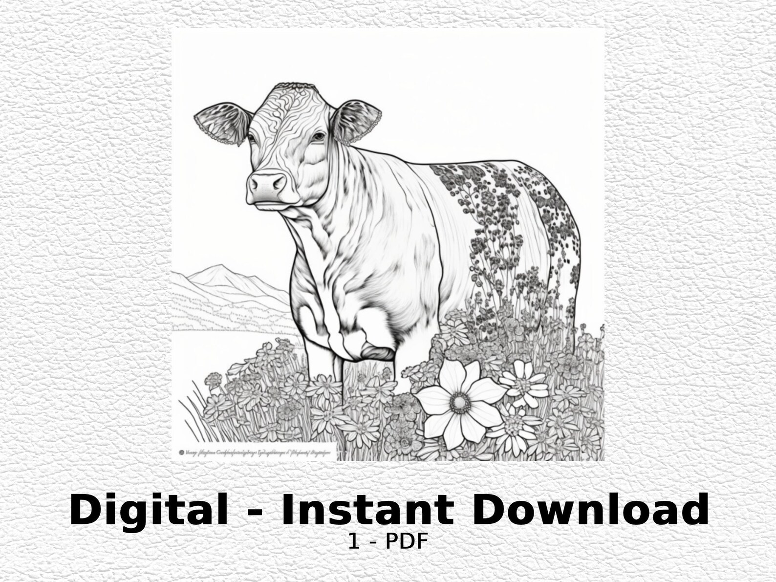 Cow - Coloring Page- Coloring Page for Adult Printable - Etsy