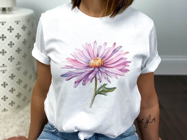 Watercolor Aster SVG Flowers PNG Floral Clipart for - Etsy