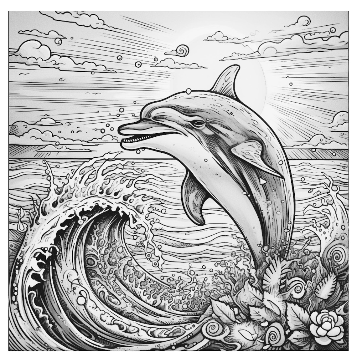 Dolphin Coloring Book Pages for Adults Coloring Page for Adult ...