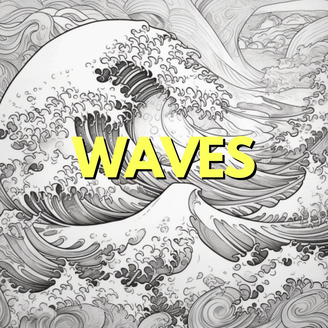 Waves Coloring Pages for Adults - Instant Download - Etsy