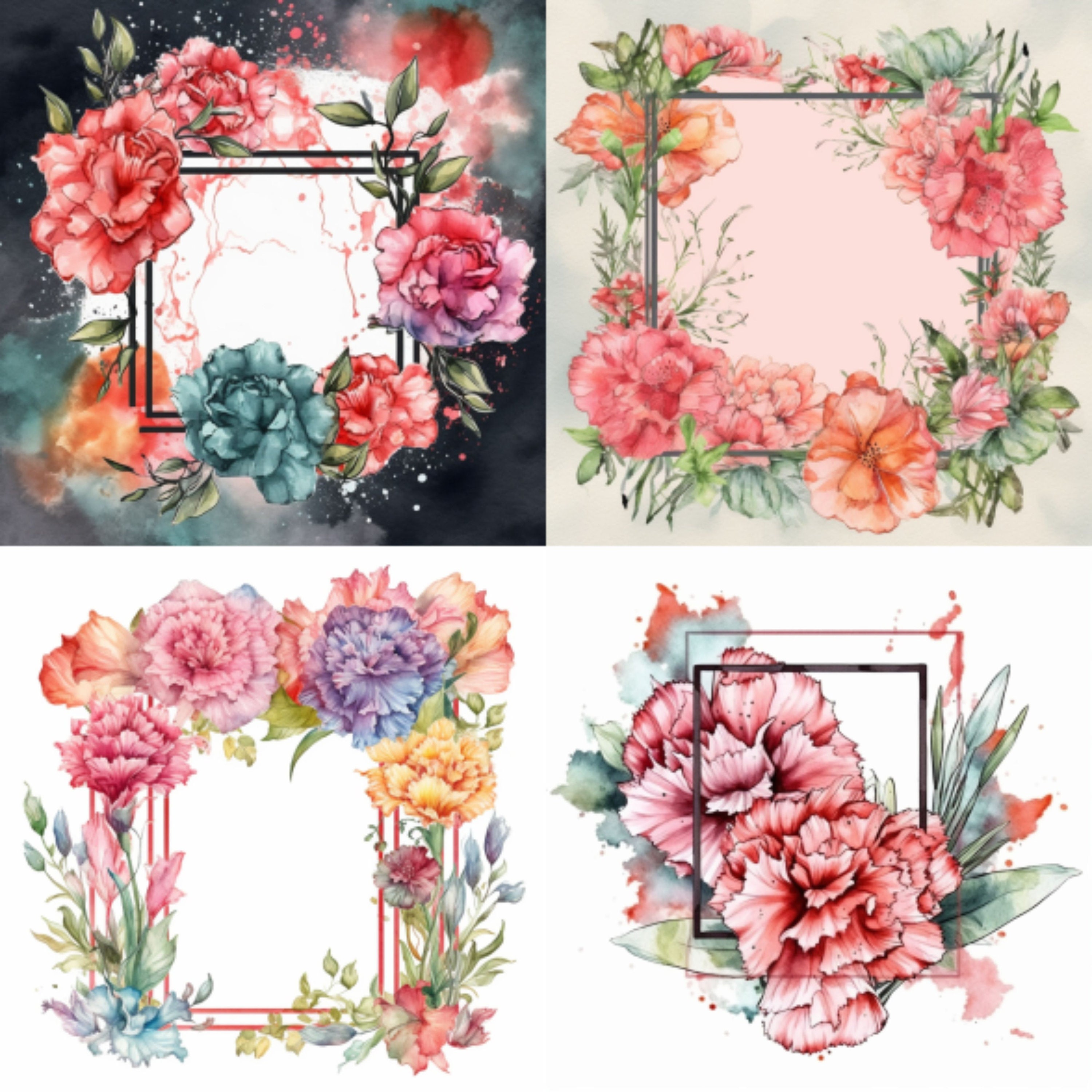 Watercolor Sublimation Clipart Designs of Beautiful Flowers - Etsy