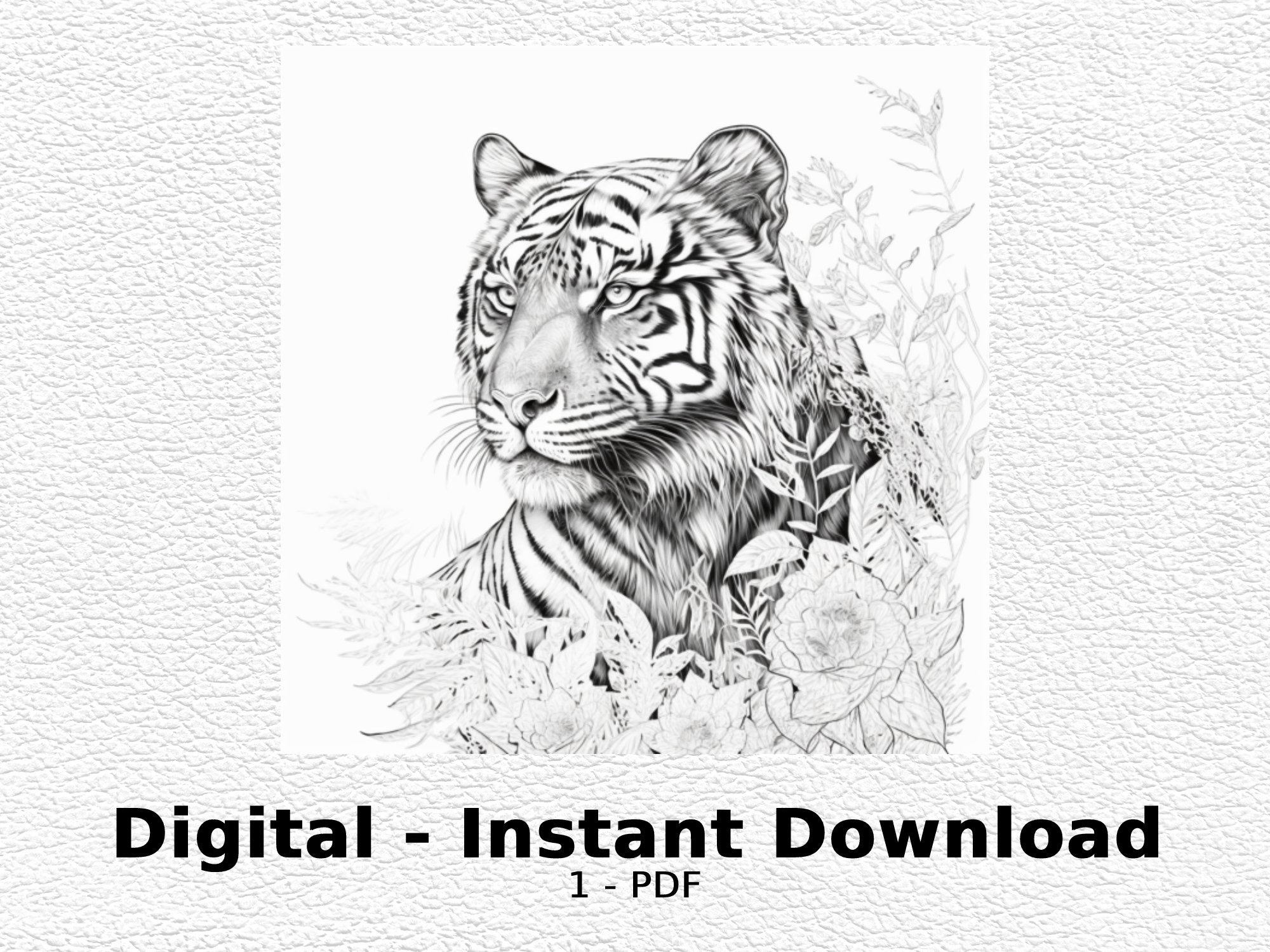 Tiger - Coloring Page- Coloring Page for Adult Printable - Etsy