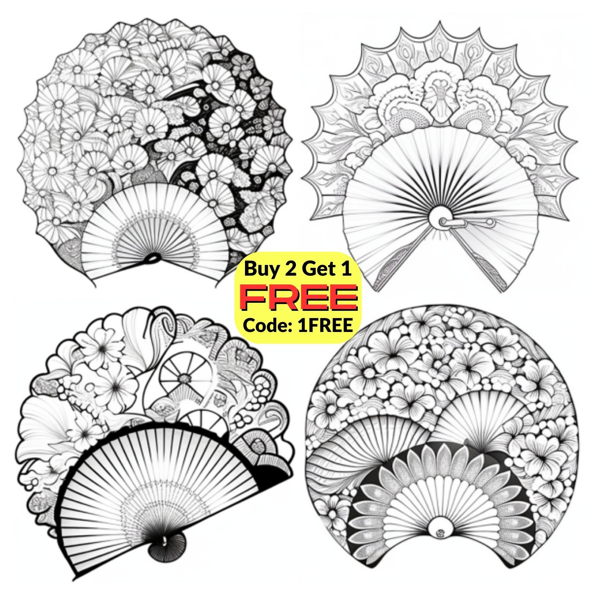Hand Fan Coloring Page