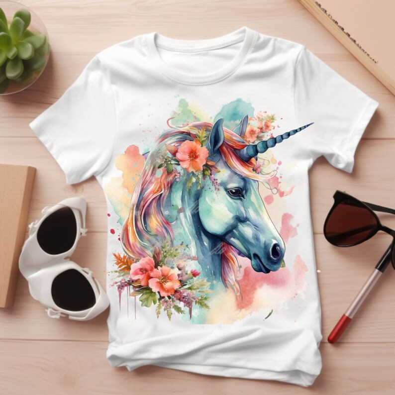 Watercolor Sublimation Clipart Designs of Majestic Unicorns - Etsy