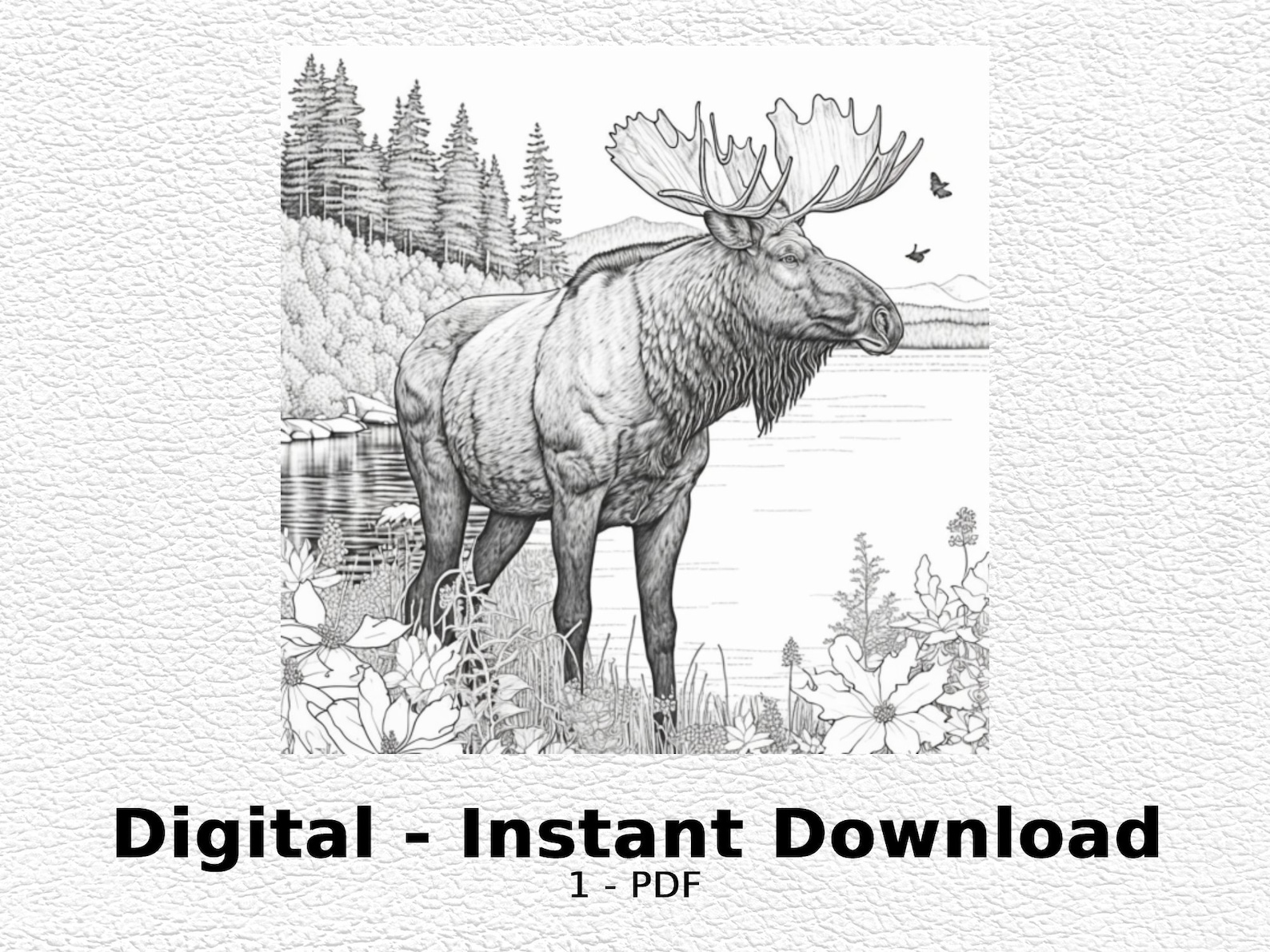 Moose - Coloring Page- Coloring Page for Adult Printable - Etsy Canada