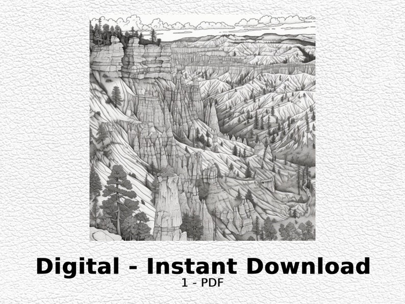 Bryce Canyon National Park - Coloring Page Digital, Bryce Canyon ...