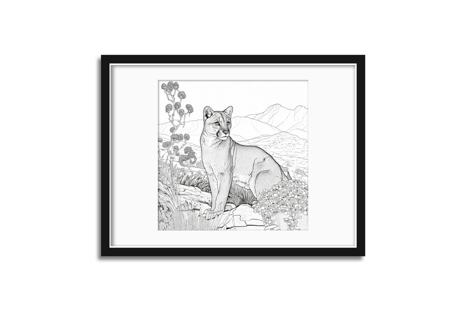 Mountain Lion - Coloring Page- Coloring Page for Adult Printable - Etsy