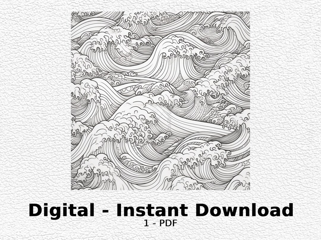 Waves Pattern - Coloring Page Digital File, Printable Coloring Page ...