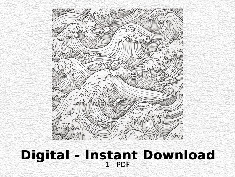 Waves Pattern - Coloring Page Digital File, Printable Coloring Page ...