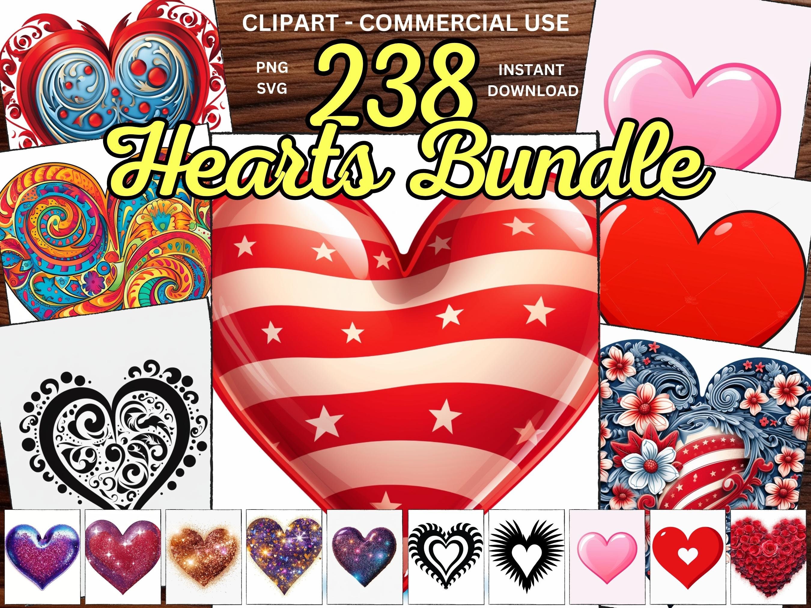 HEART Bundle SVG, 239 Heart Svg, Heart Svg Cut Files for Cricut, Heart ...