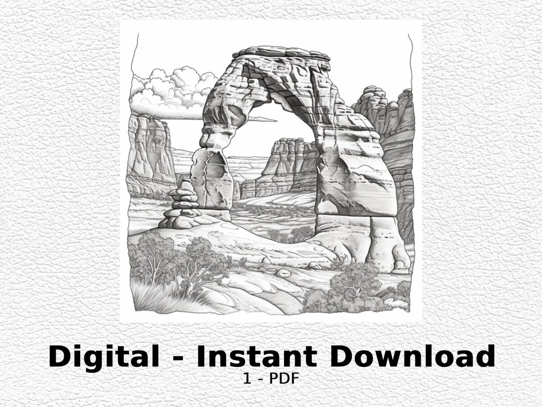 Arches National Park Coloring Page Digital, Arches National Park ...