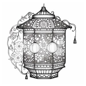 Vietnamese Lantern Art Coloring Pages for Adults Instant Download - Etsy