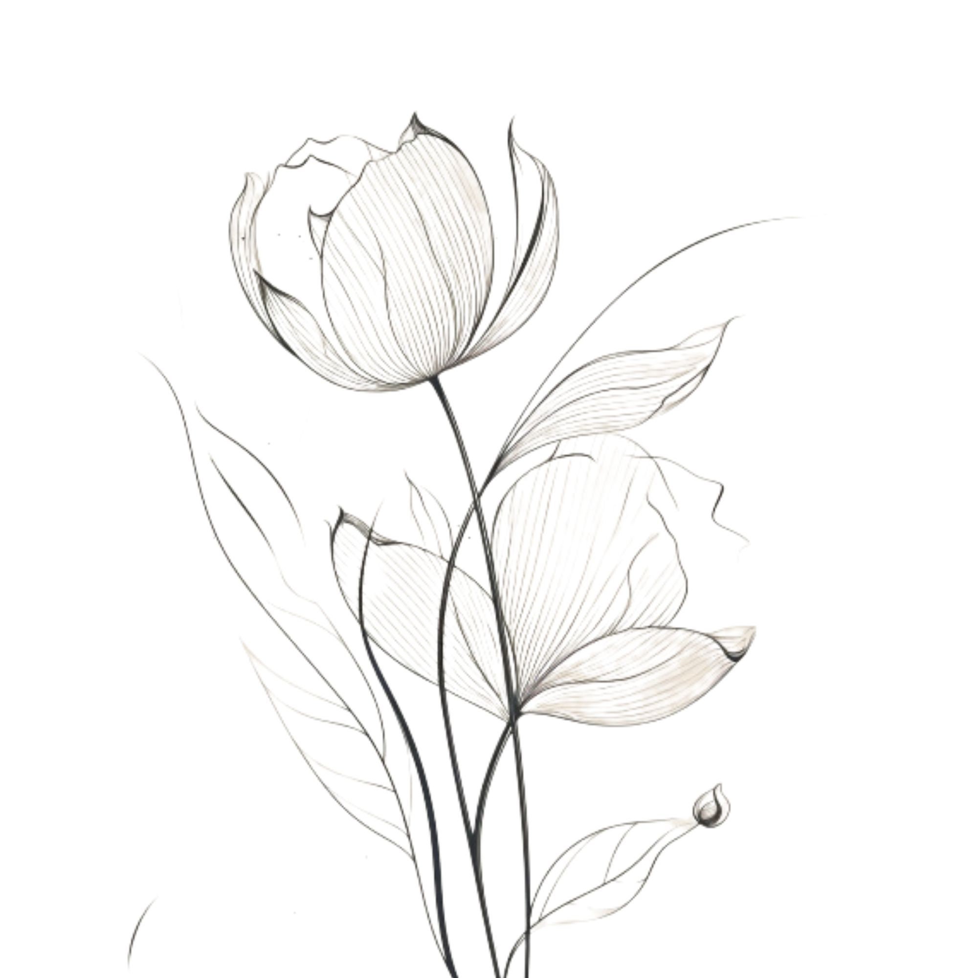 Floral Line Art, Botanical Line Art, Clipart, Wedding Flowers, Flowers ...