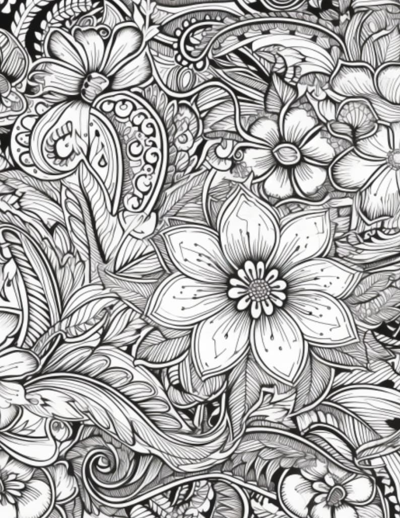 Asian Tribal Pattern Coloring Page Instant Download Grayscale Coloring ...