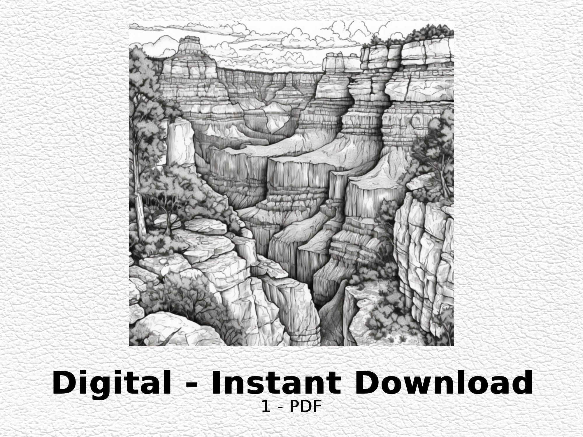 Grand Canyon National Park - Coloring Page Digital, Digital Coloring ...