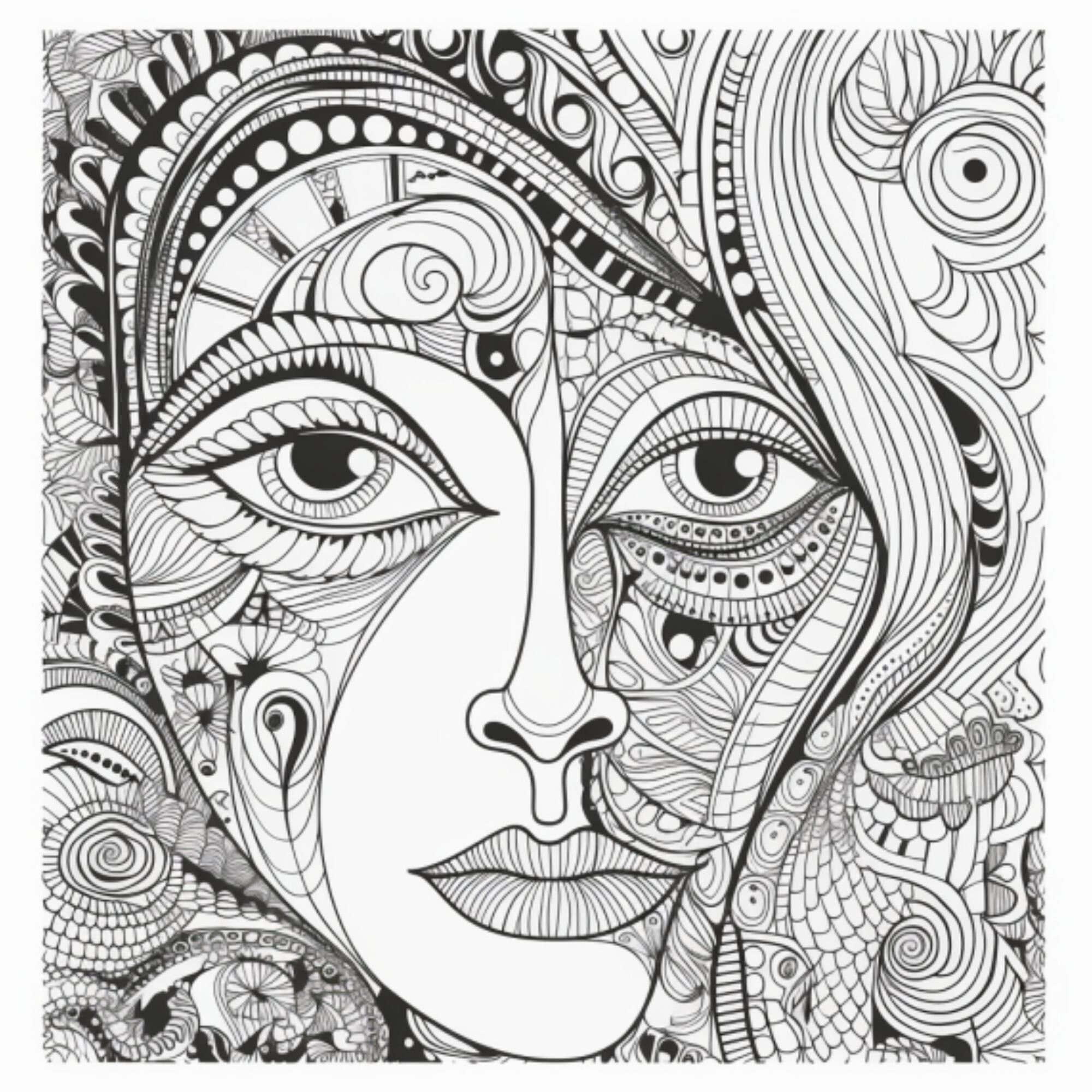Faces Coloring Pages for Adults - Instant Download - Etsy