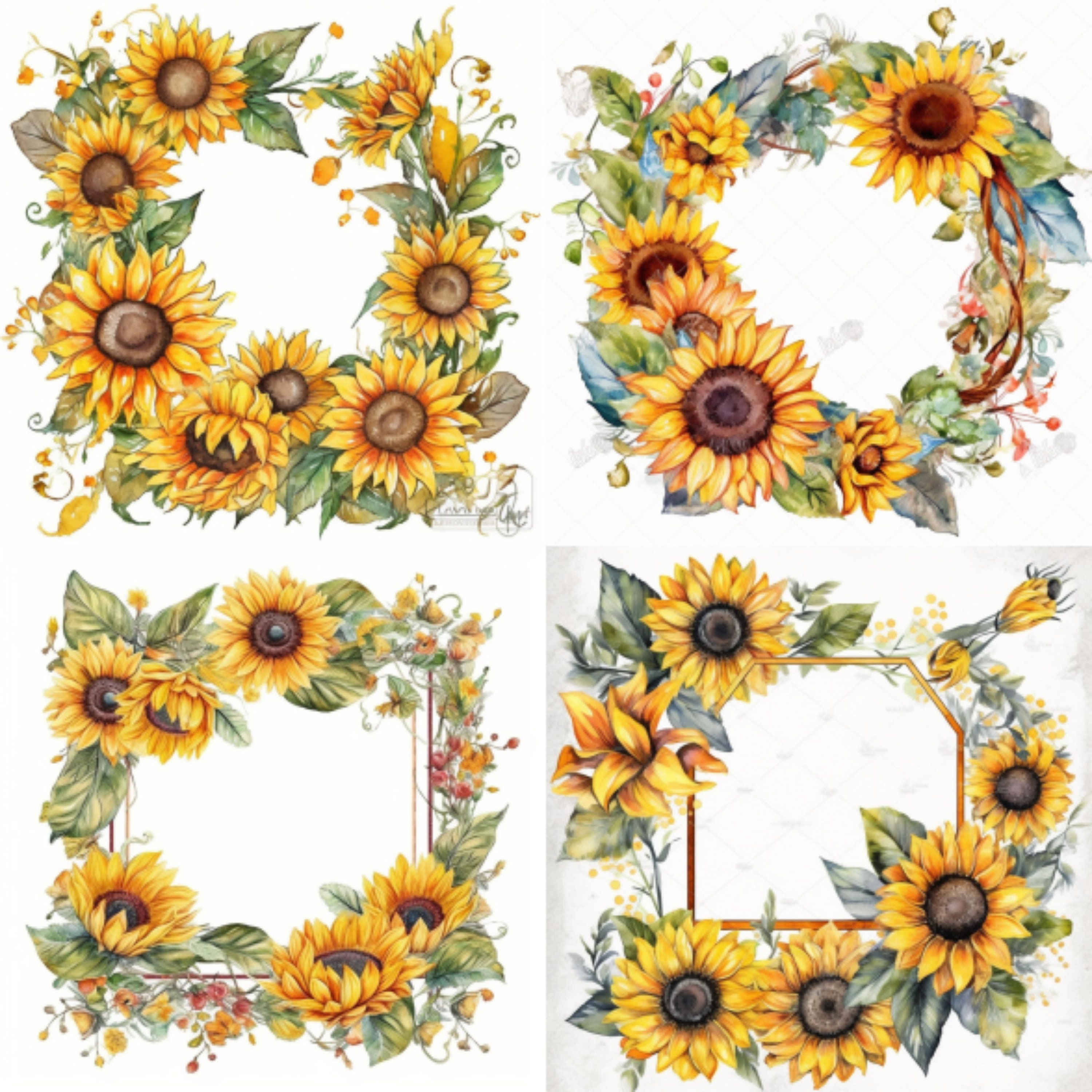 Watercolor Sublimation Clipart Designs of Beautiful Flowers - Etsy