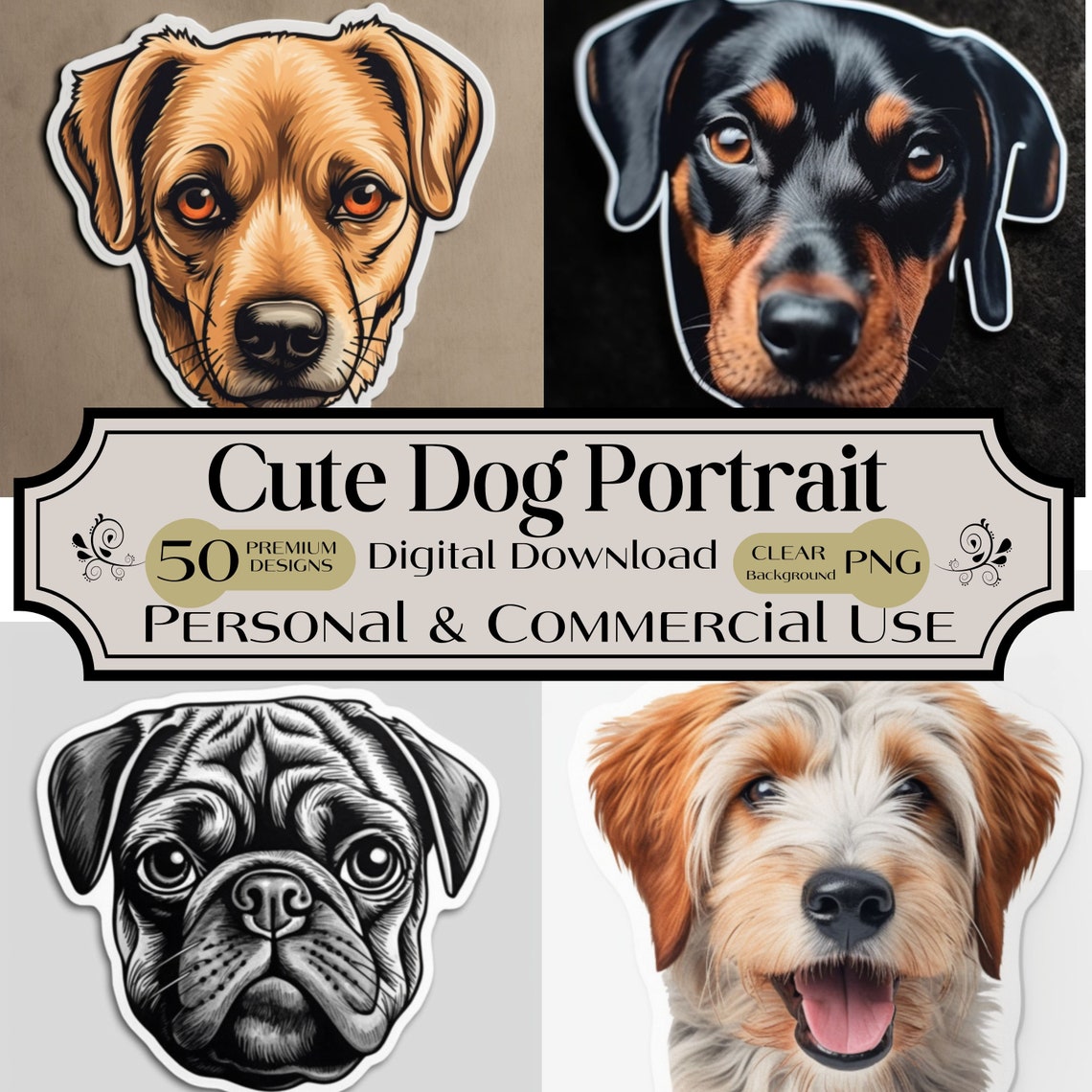 50 Dog Graphics PNG SVG Bundle, Pets Svg, Dog Face Svg, Pet Face Svg ...