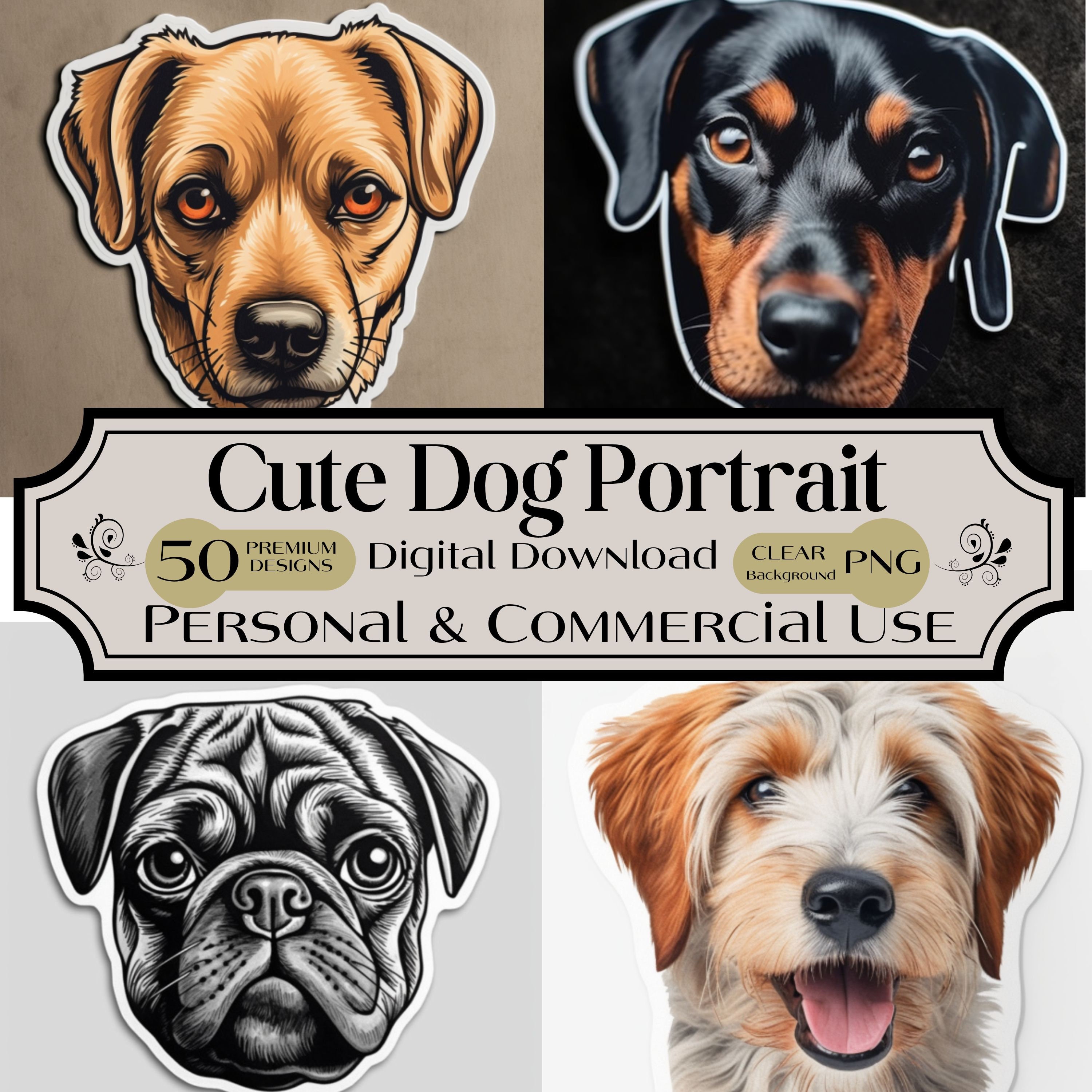 50 Dog Graphics PNG SVG Bundle, Pets Svg, Dog Face Svg, Pet Face Svg ...