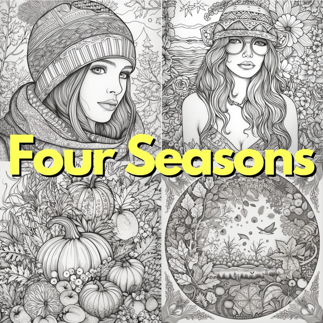 Four Seasons Coloring Pages for Adults - Instant Download - Etsy