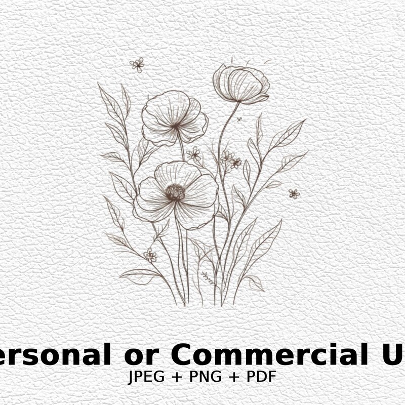 Floral Line Art - Etsy