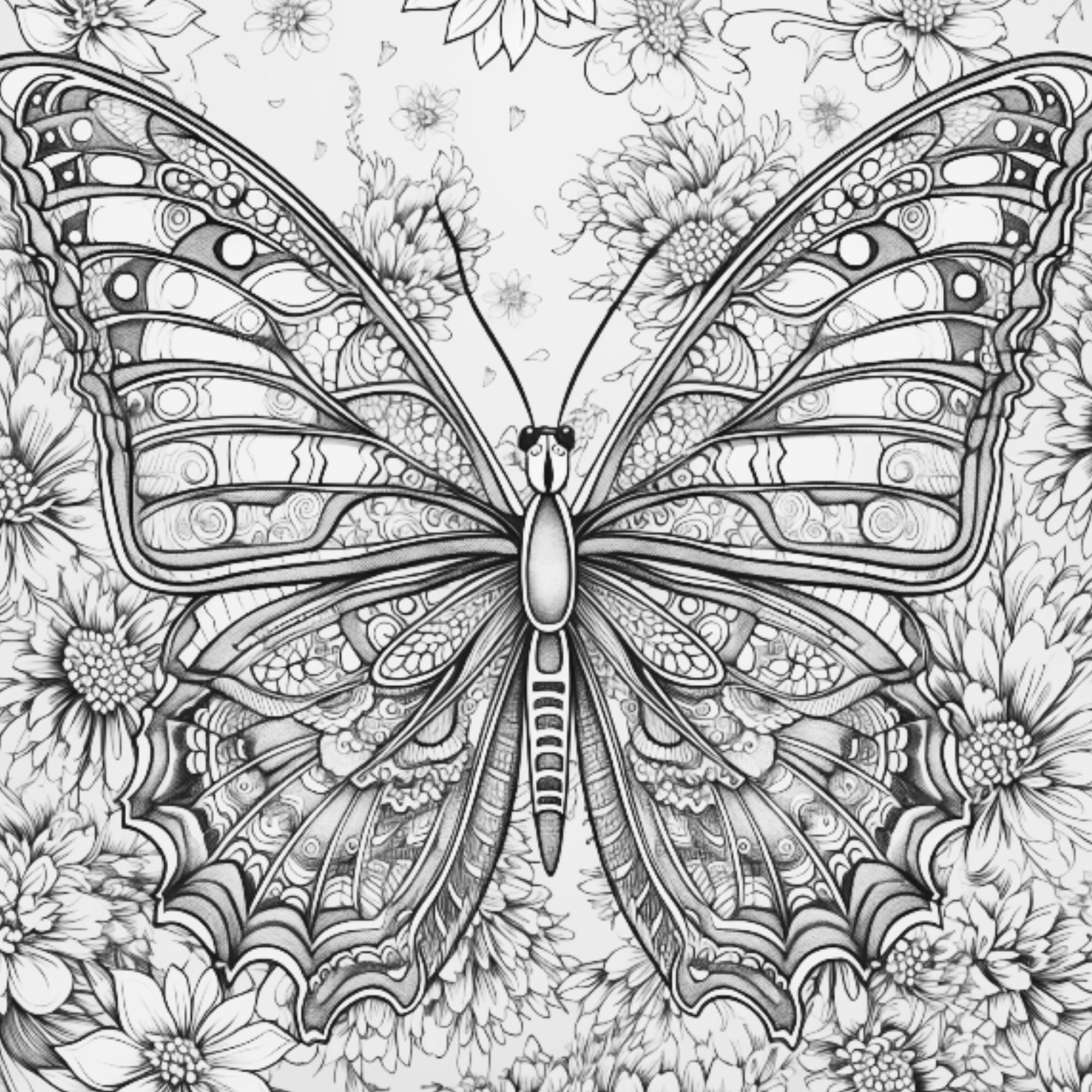 Butterfly Coloring Pages for Adults- Coloring Page for Adult Printable ...