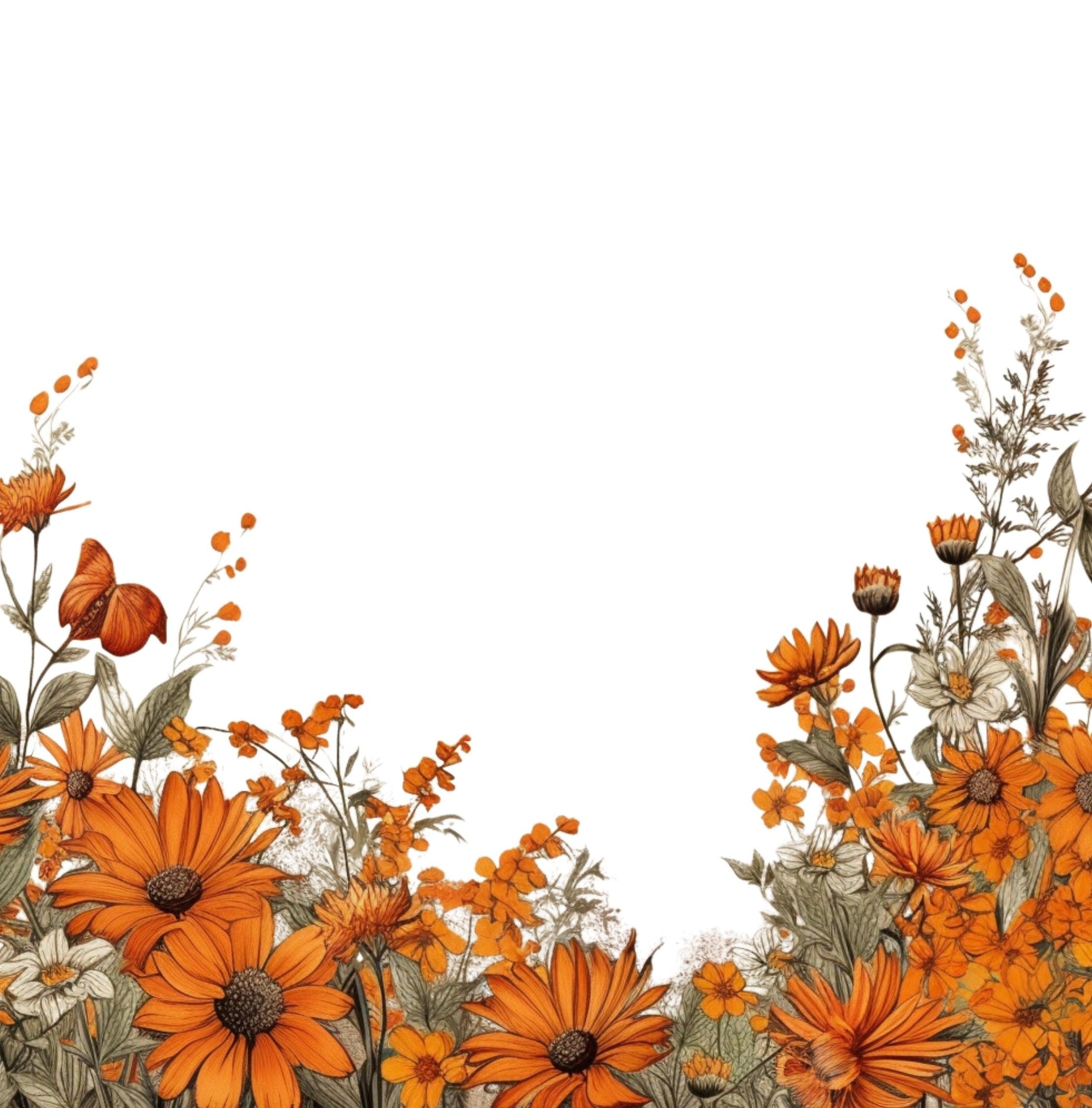 Orange Flowers PNG, Watercolor Floral Clipart Bouquets, Elements ...