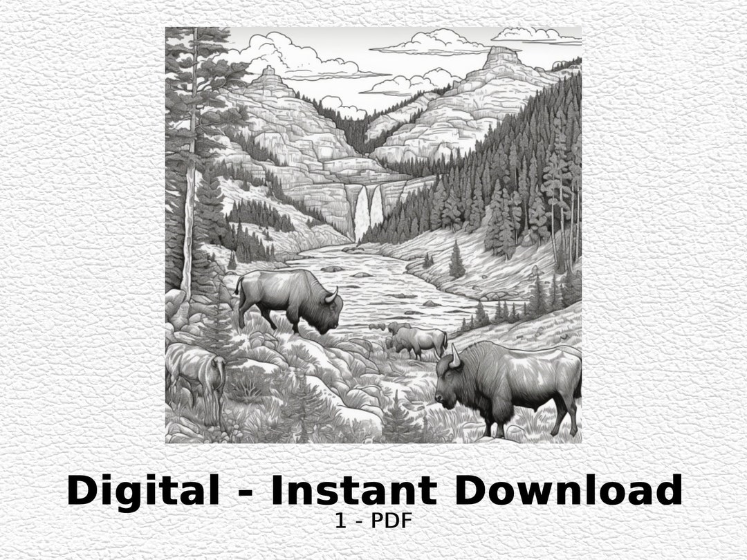Yellowstone National Park - Coloring Page Digital, Personal Use Only ...