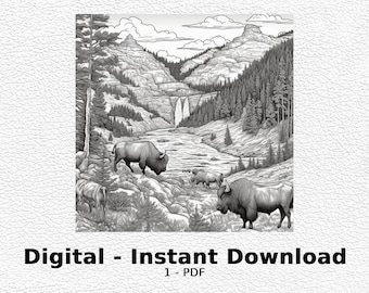 Yellowstone National Park Coloring Page - Etsy