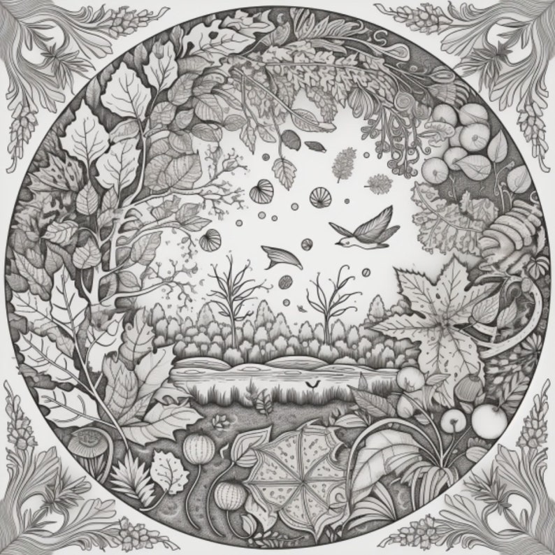 Four Seasons Coloring Pages for Adults Instant Download (Instant ...