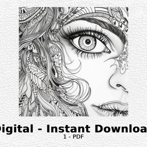 Face - Coloring Page- Coloring Page for Adult Printable - Etsy