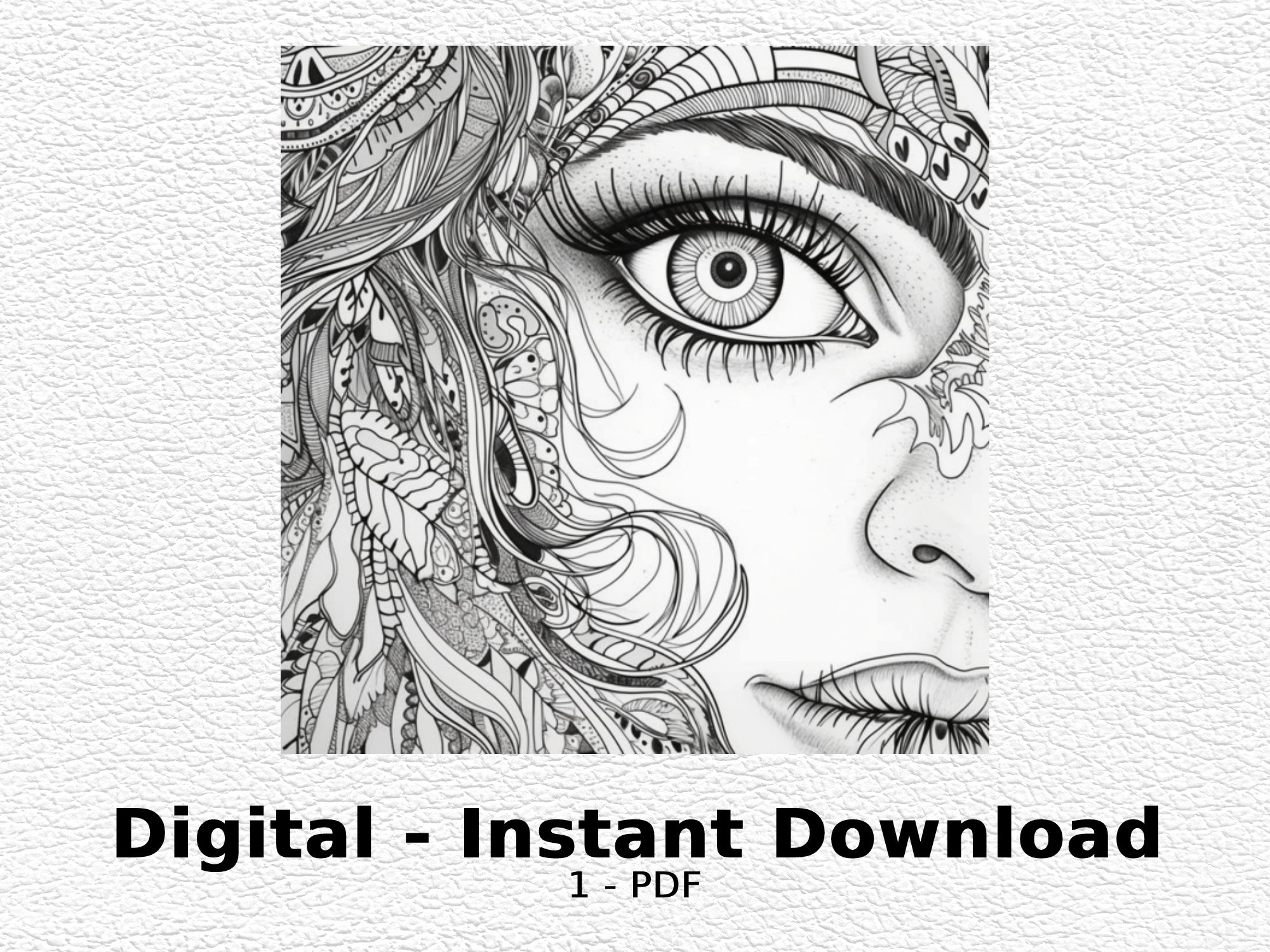 Face - Coloring Page- Coloring Page for Adult Printable - Etsy