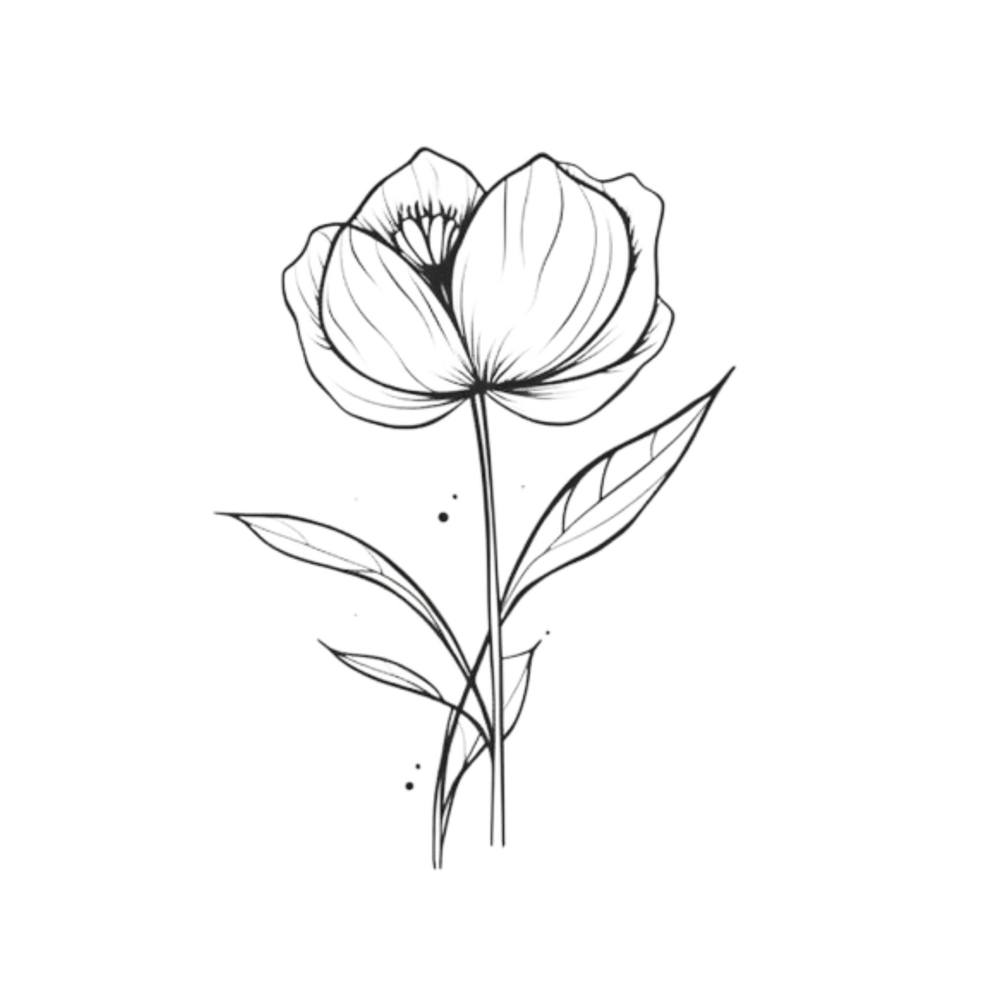 Floral Line Art, Botanical Line Art, Clipart, Wedding Flowers, Flowers ...