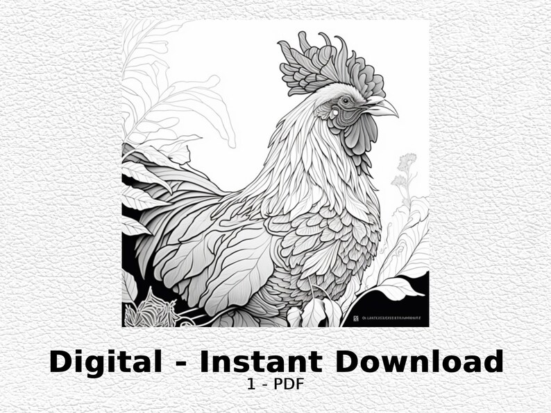 Chicken - Coloring Page- Coloring Page for Adult Printable - Etsy