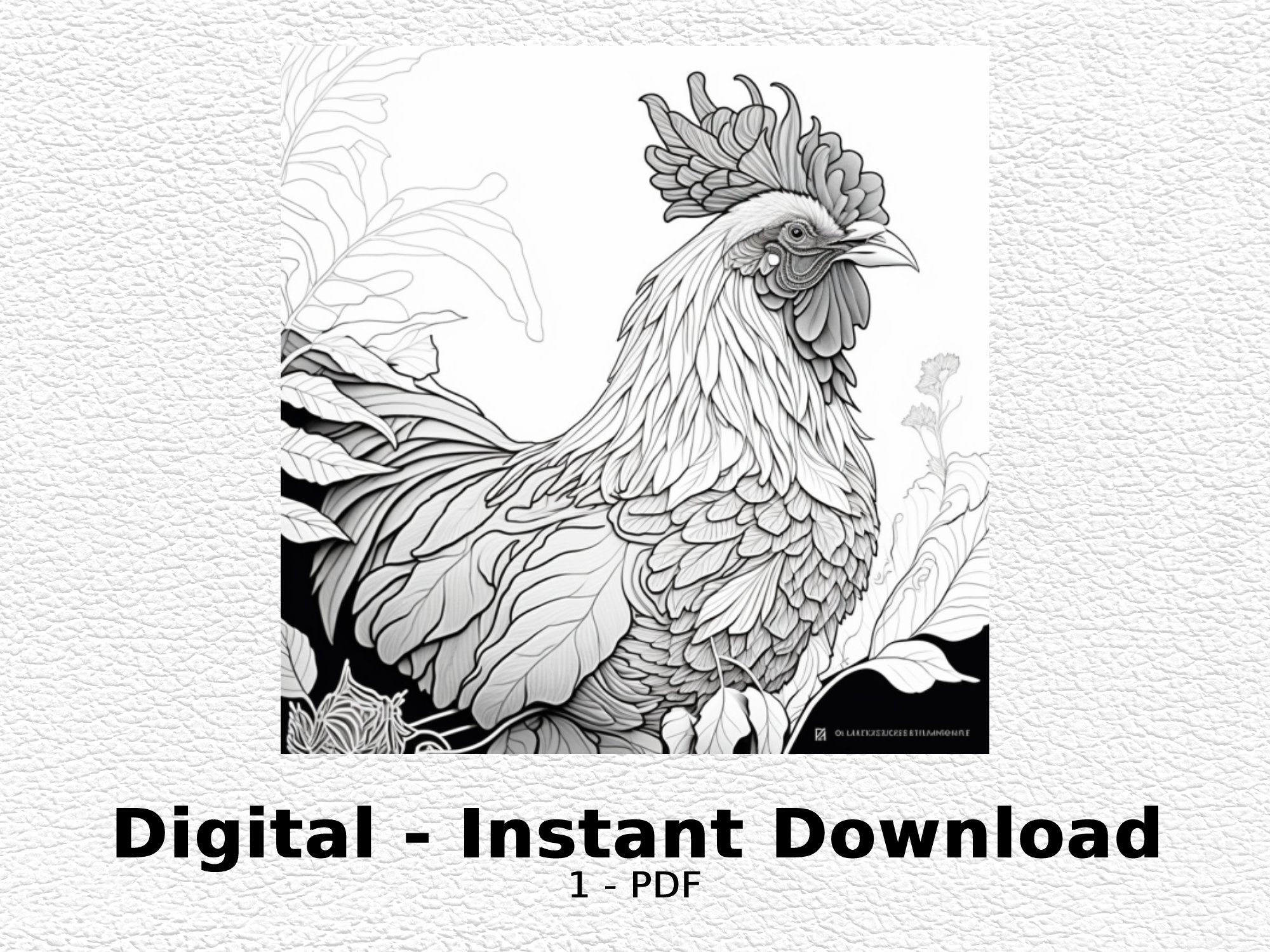 Chicken - Coloring Page- Coloring Page for Adult Printable - Etsy Australia