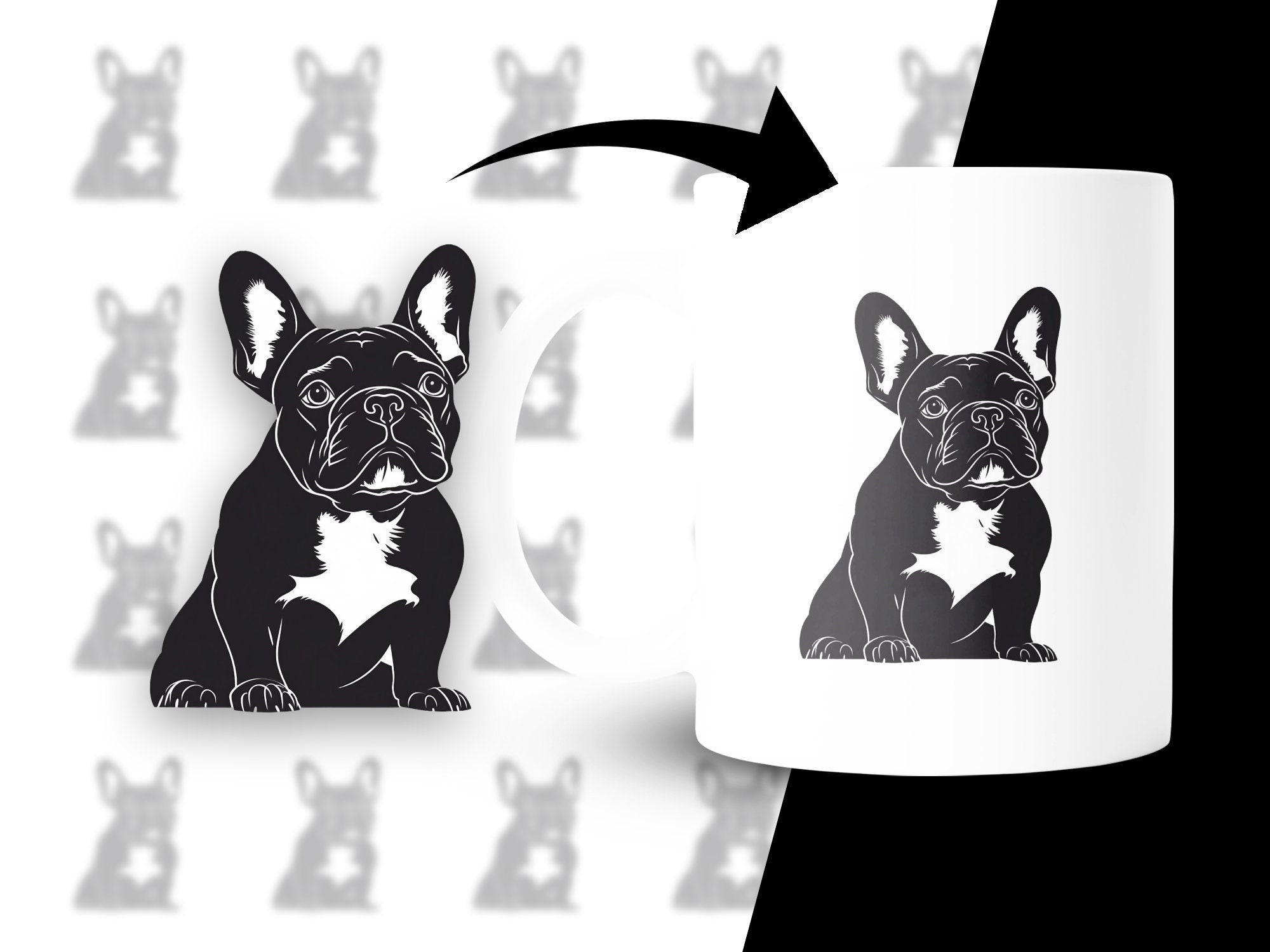 French Bulldog Dog SVG Silhouette for Commercial Use Digital Paper ...