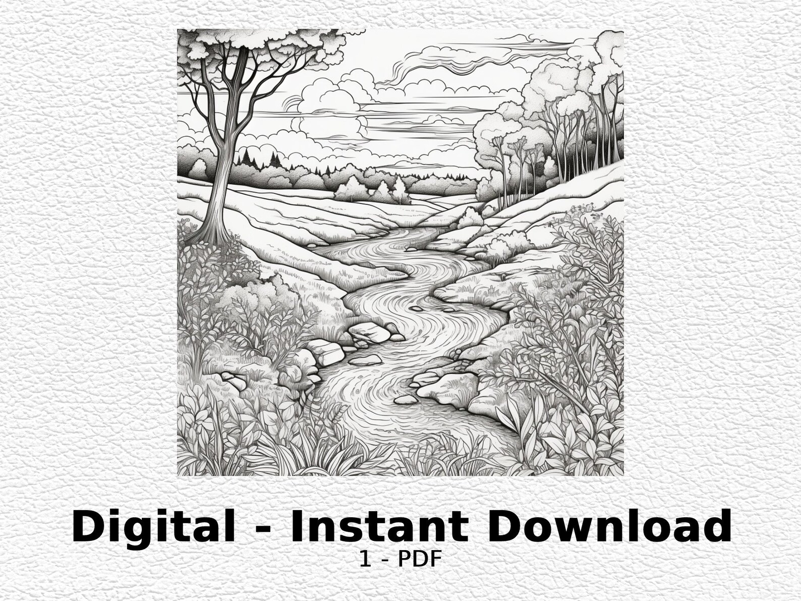Landscape - Coloring Page Digital, Coloring Page Digital Download, Free ...