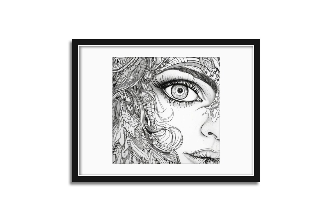 Face - Coloring Page- Coloring Page for Adult Printable - Etsy